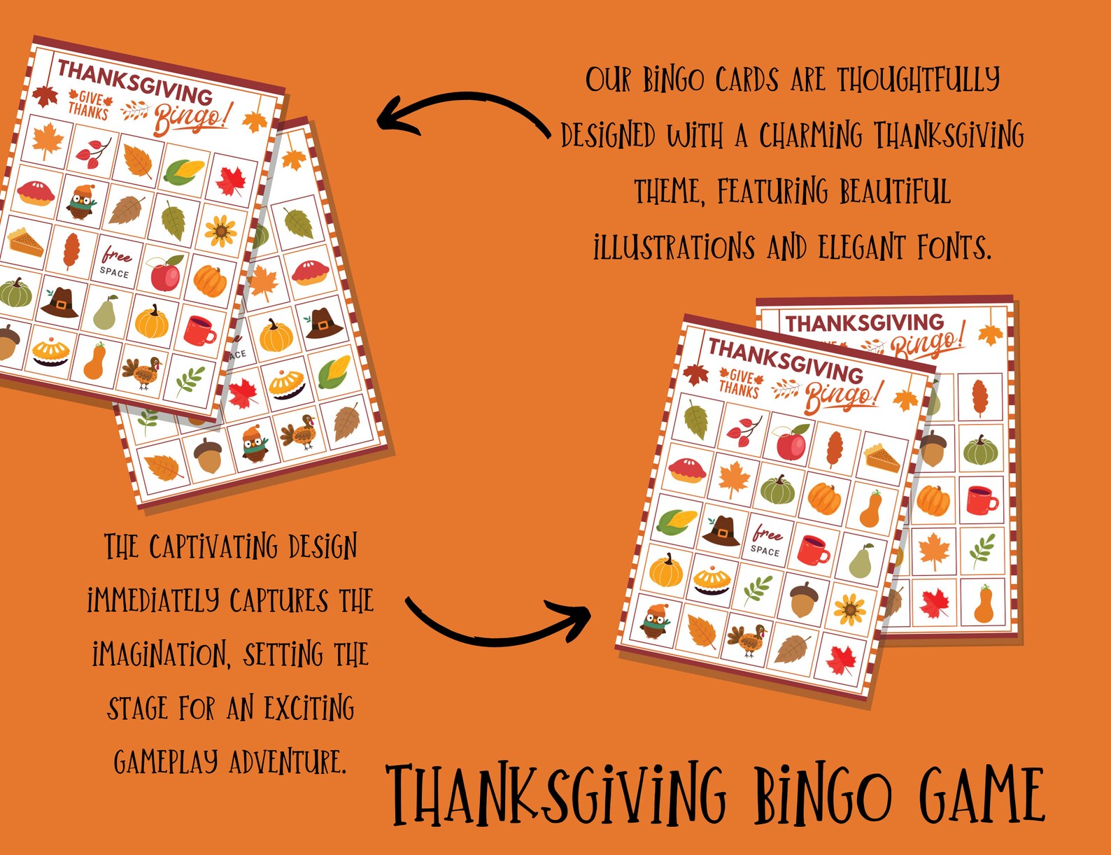Printable Thanksgiving Bingo Cards, Festive Holiday Party Game, Fall ...