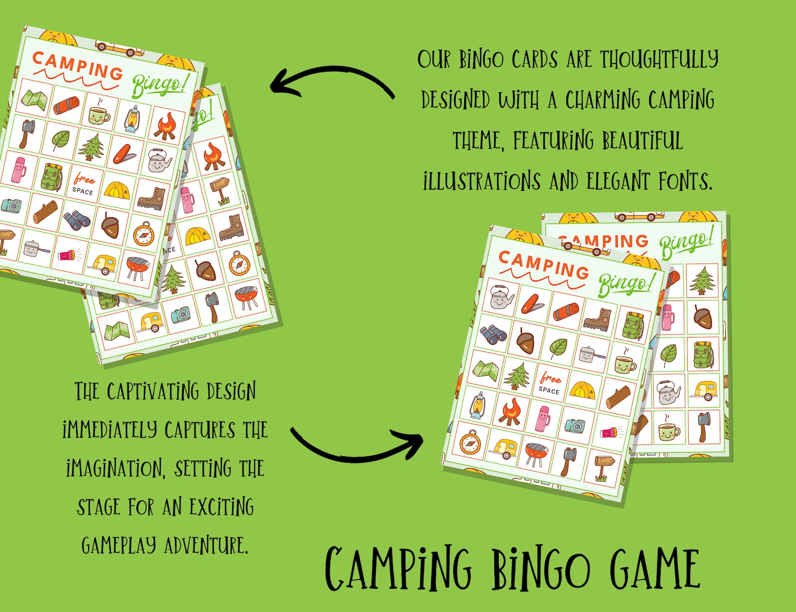 Camping Bingo Cards, Printable Outdoor Kids Adventure & Bonding Game ...