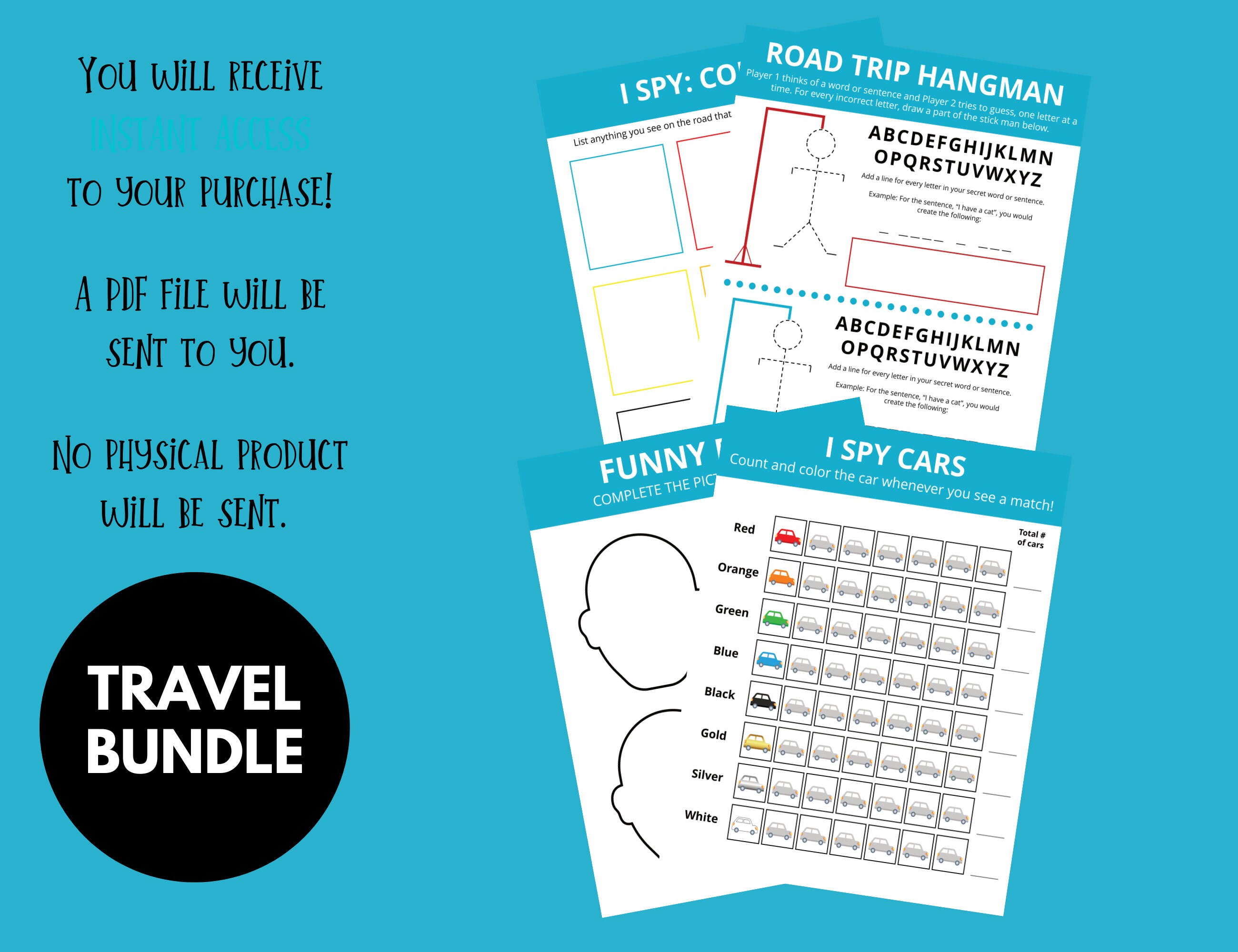 Road Trip Activities for Kids, Printable Car Journey Activity Pack ...