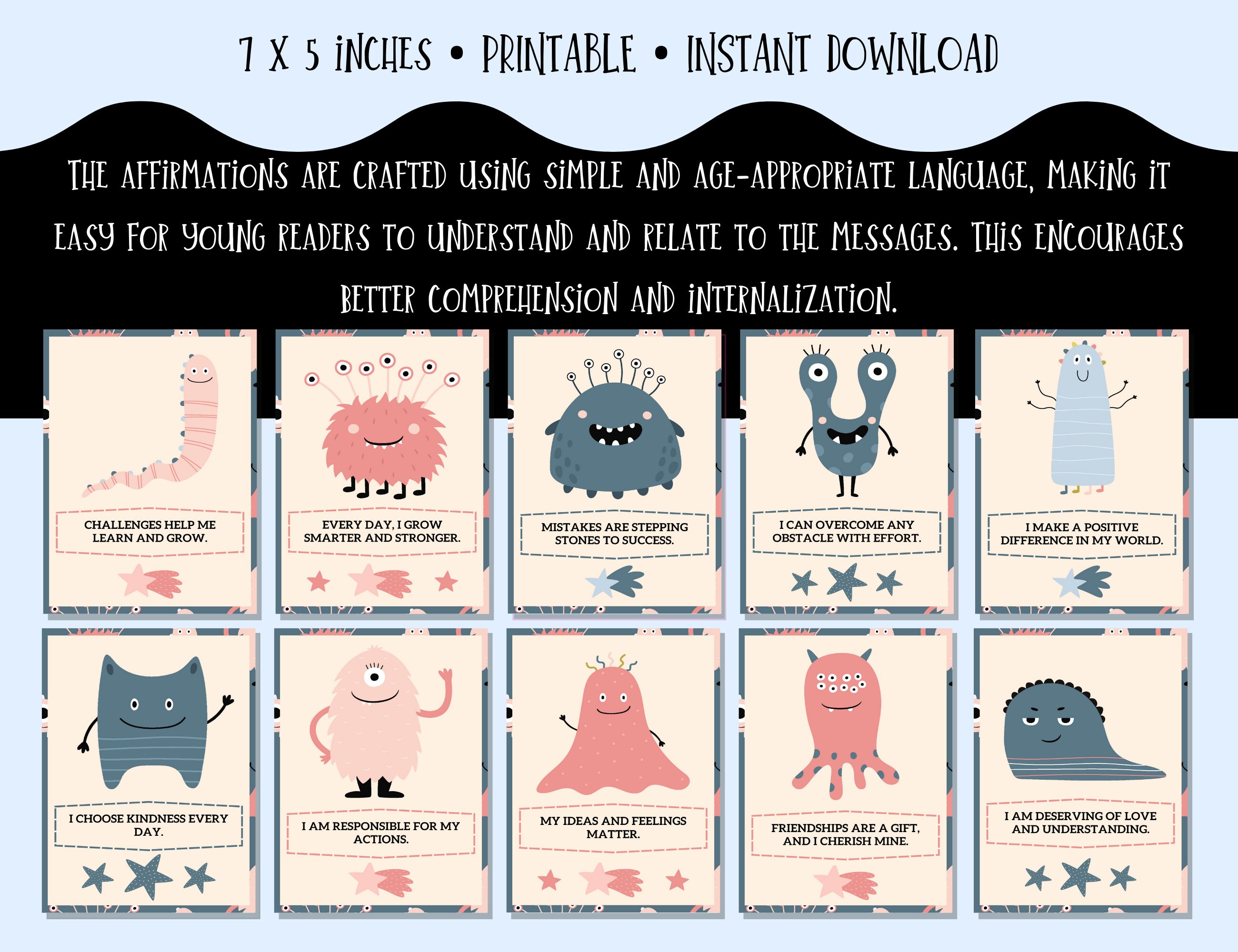 Printable Affirmation Cards for Kids Ages 10-12 Positive - Etsy