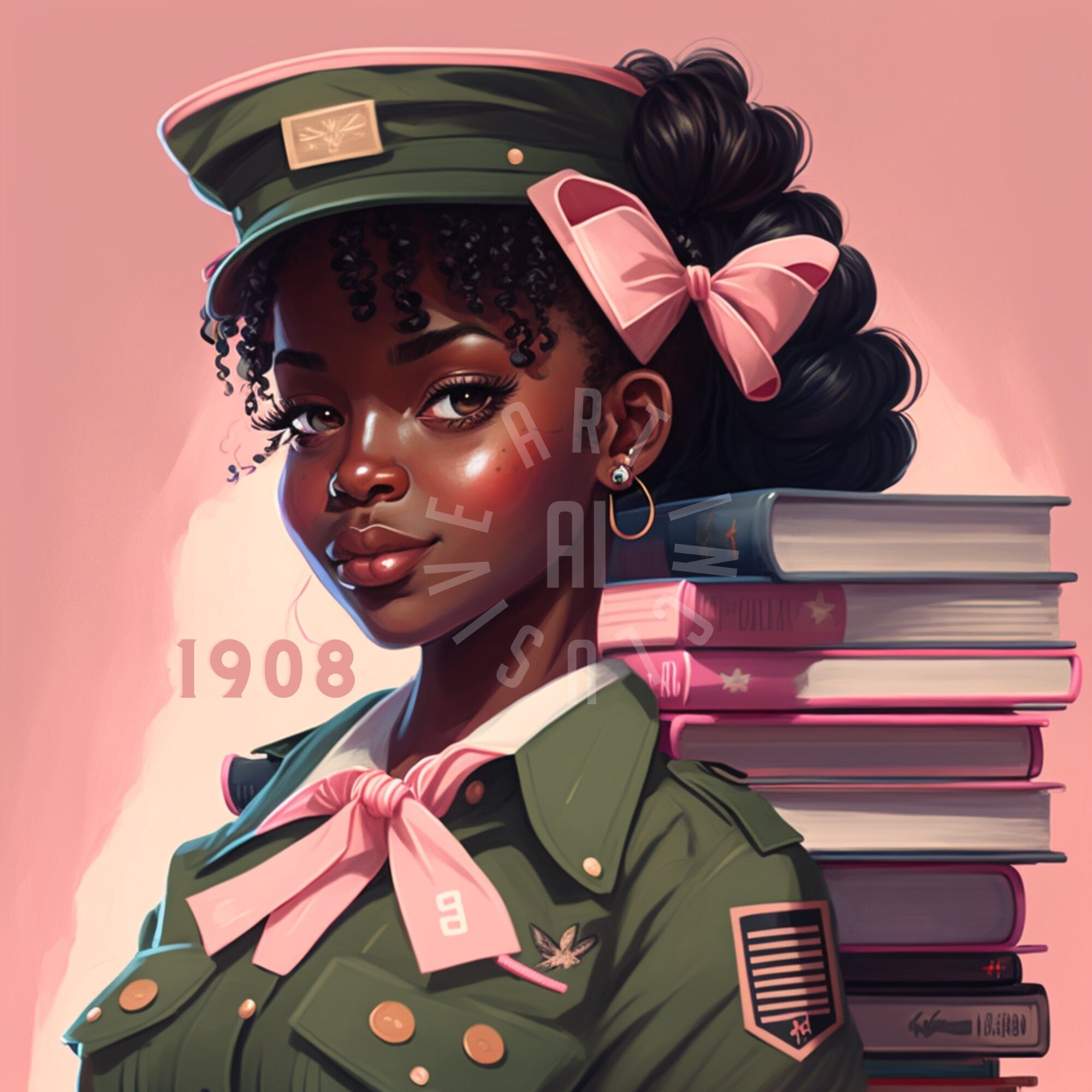 Printable Alpha Kappa Alpha Inspired Girl Wall Art / Sorority Girl ...