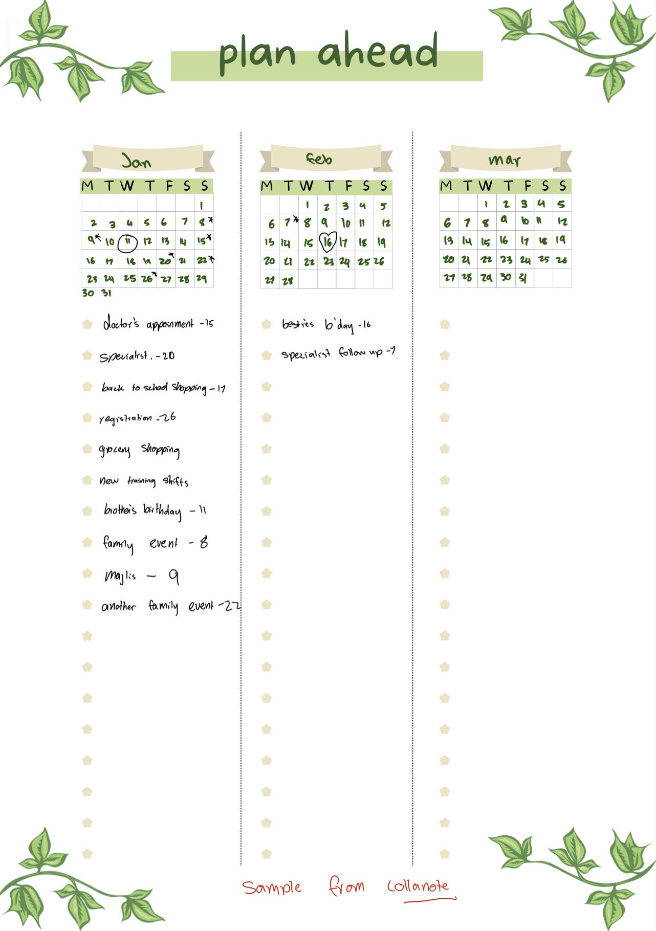 Digital Printable Undated Yearly/monthly Calendar, Earthy Theme, Four ...