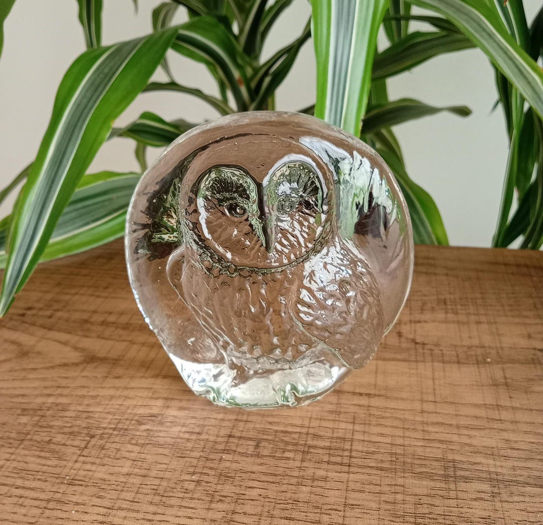 Vintage Wedgewood Glass Owl Paperweight - Etsy UK