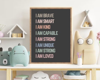 Affirmations for Kids, Classroom Posters, I Am Affirmations, Playroom ...