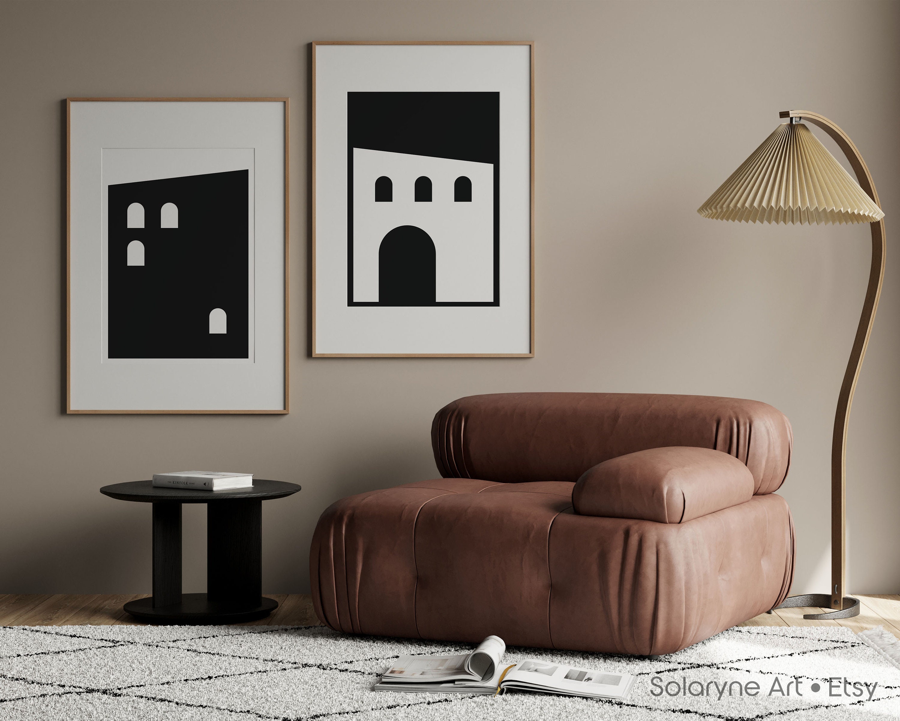 Black and White Print Set of 2, Minimalist Building Posters, Urban ...