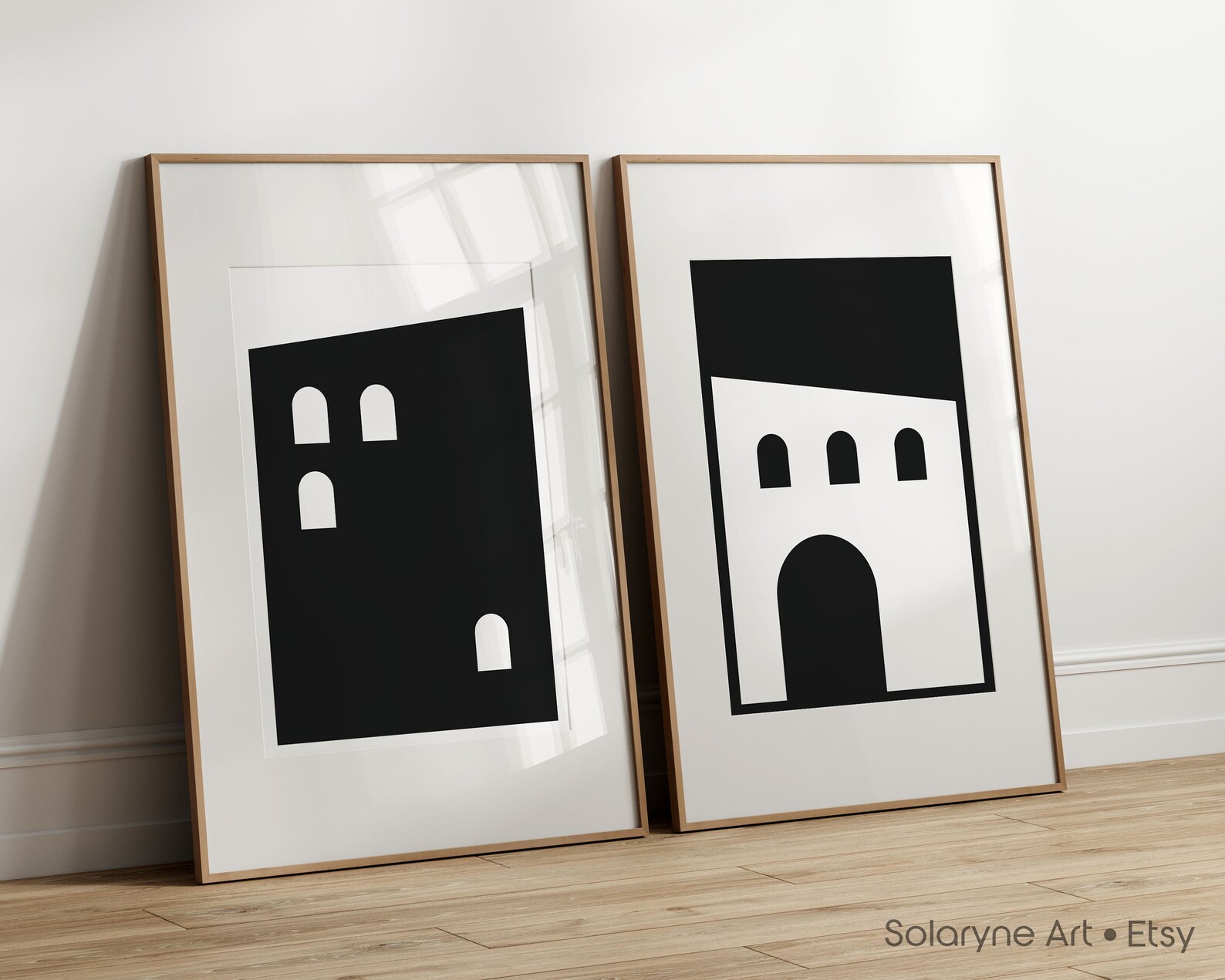 Black and White Print Set of 2, Minimalist Building Posters, Urban ...