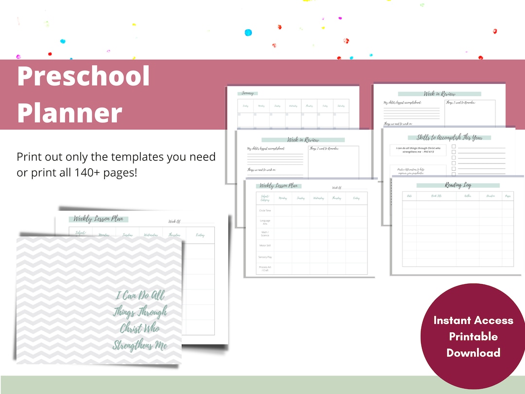 Printable Preschool Planner, Preschool Homeschool Planner 8.5 X 11 ...
