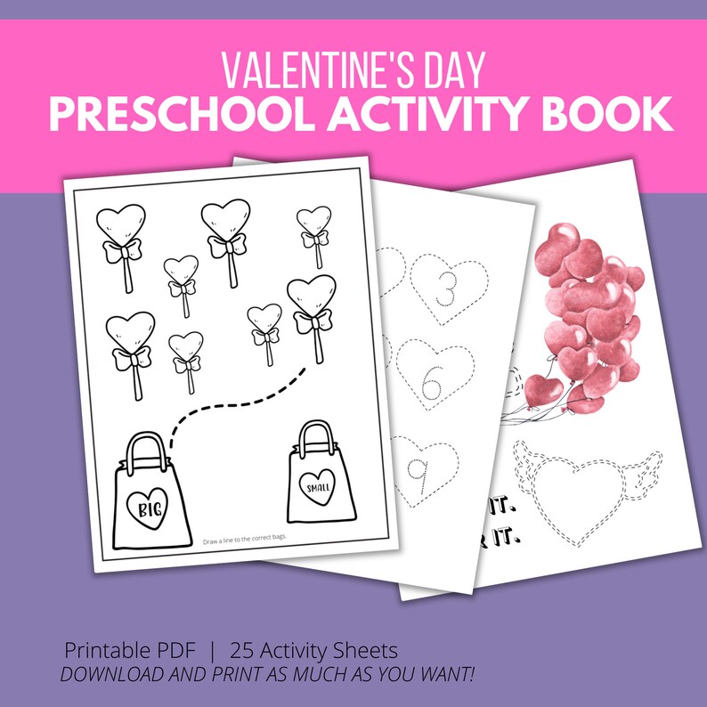 Valentine's Day Preschool Activity Book, Valentines Day Coloring Book ...