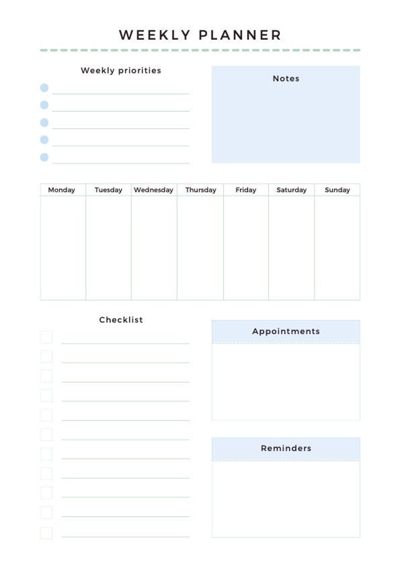 Weekly to Do List Printable, Minimalist Weekly Planner, Go to Planner ...