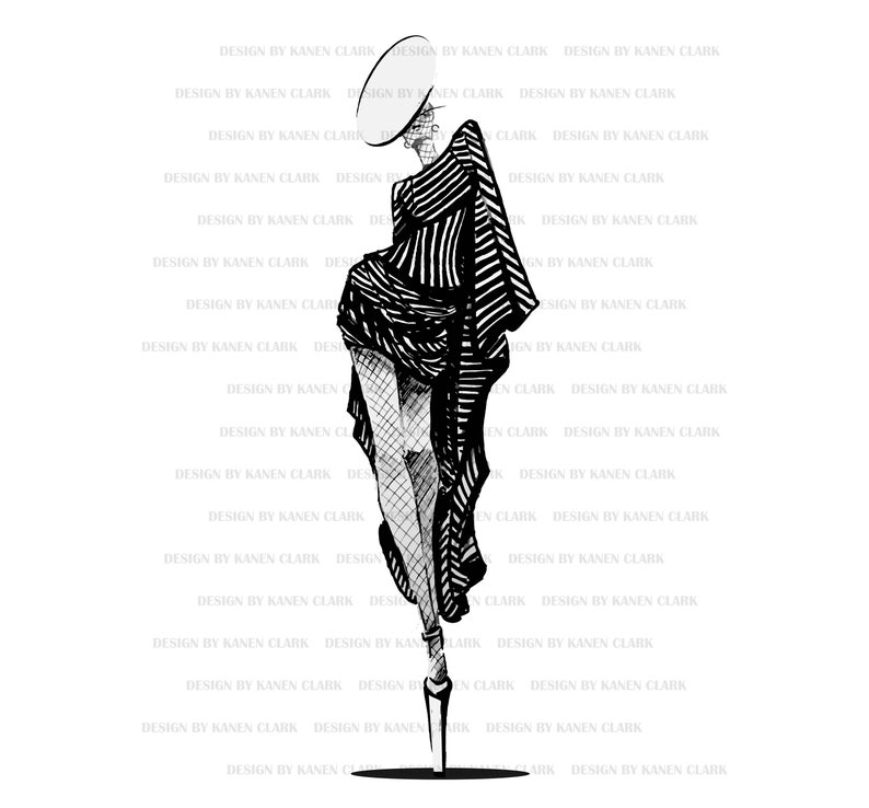 Fashion Illustration Printable Svg Graphic Art Clipart Digital Print