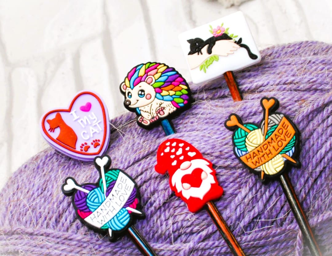 2 Mix and Match Knitting Stitch Stopper Knitting Needle Holders Stitch ...