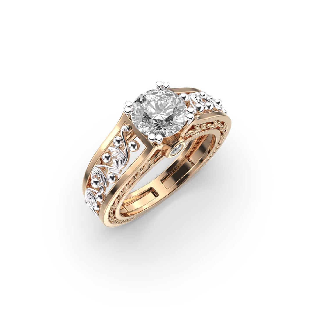 Round Lab Create Diamond Engagement Ring Lab Grown Diamond - Etsy