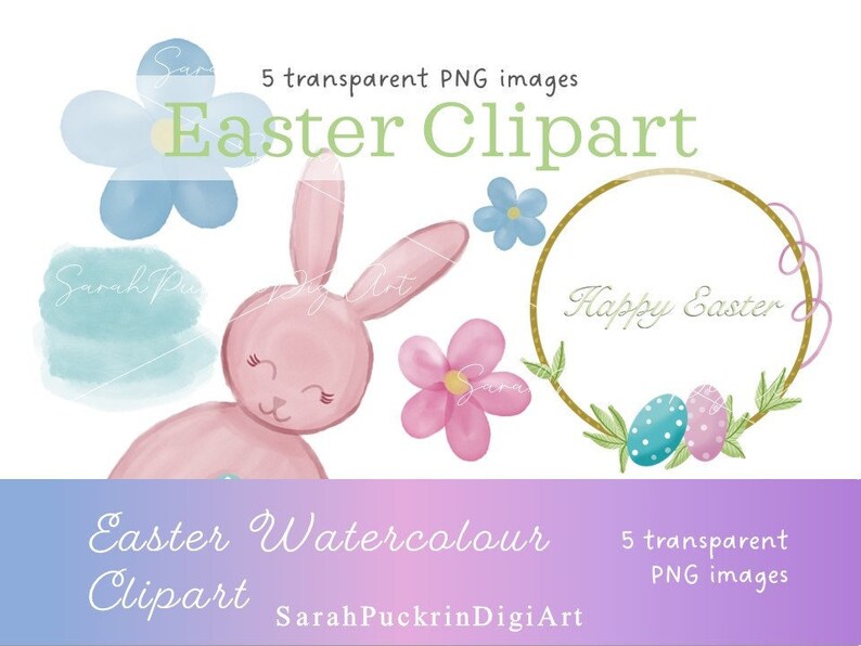Easter Watercolour Clipart Spring Clipart Flowers Bunny Splash ...