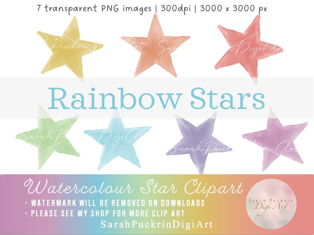 7 Watercolour Stars Clipart, Watercolour Elements, PNG, Clip Art, No ...