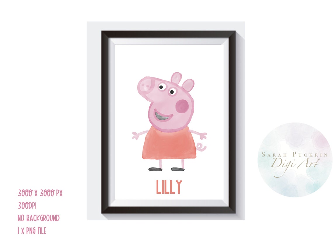 Peppa Pig Inspired Clipart, Watercolour Elements, PNG, Clip Art, No ...