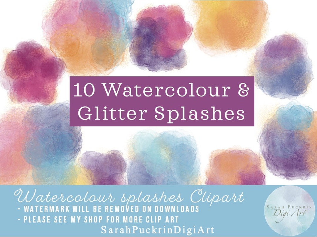 Watercolour Splashes Clipart Commercial Use Mermaid Genie Theme Paint ...
