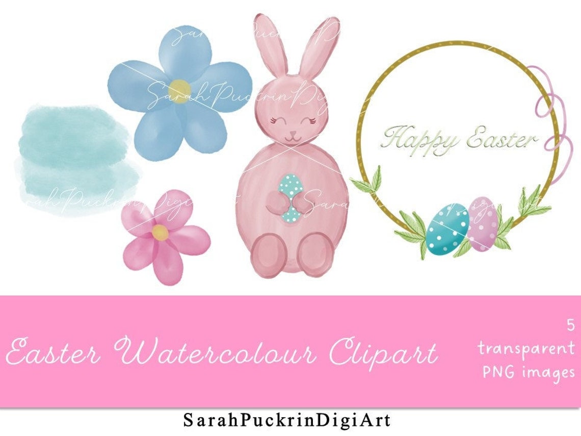 Easter Watercolour Clipart Spring Clipart Flowers Bunny Splash ...