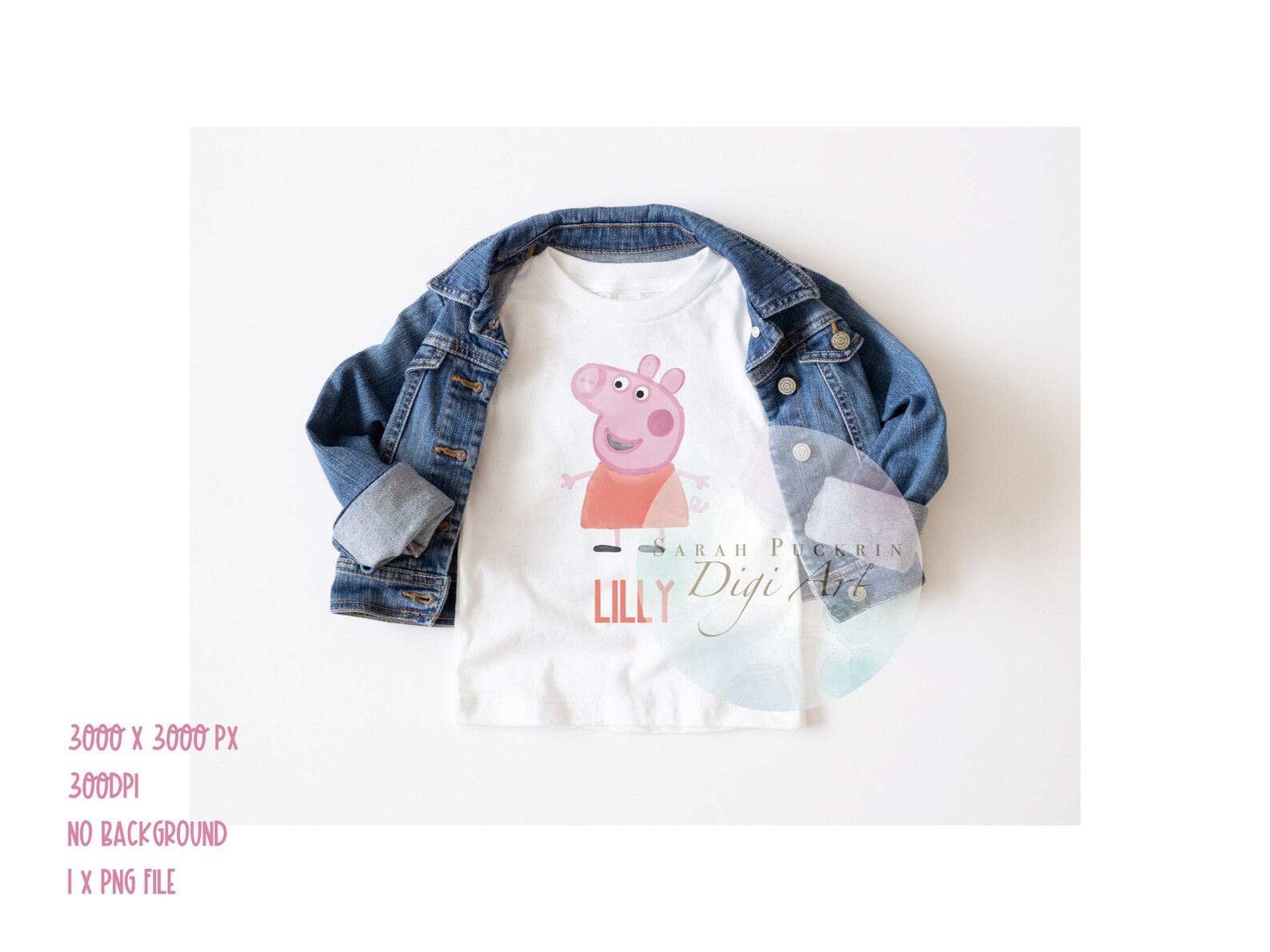 Peppa Pig Inspired Clipart, Watercolour Elements, PNG, Clip Art, No ...