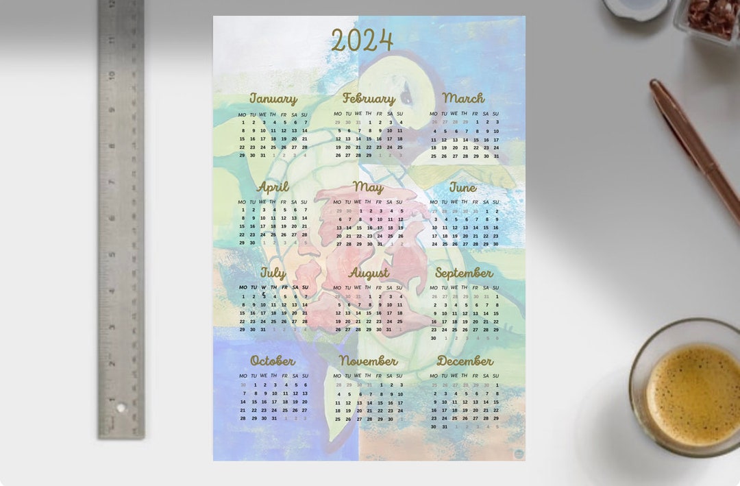 Turtle. Annual Calendar 2024. - Etsy