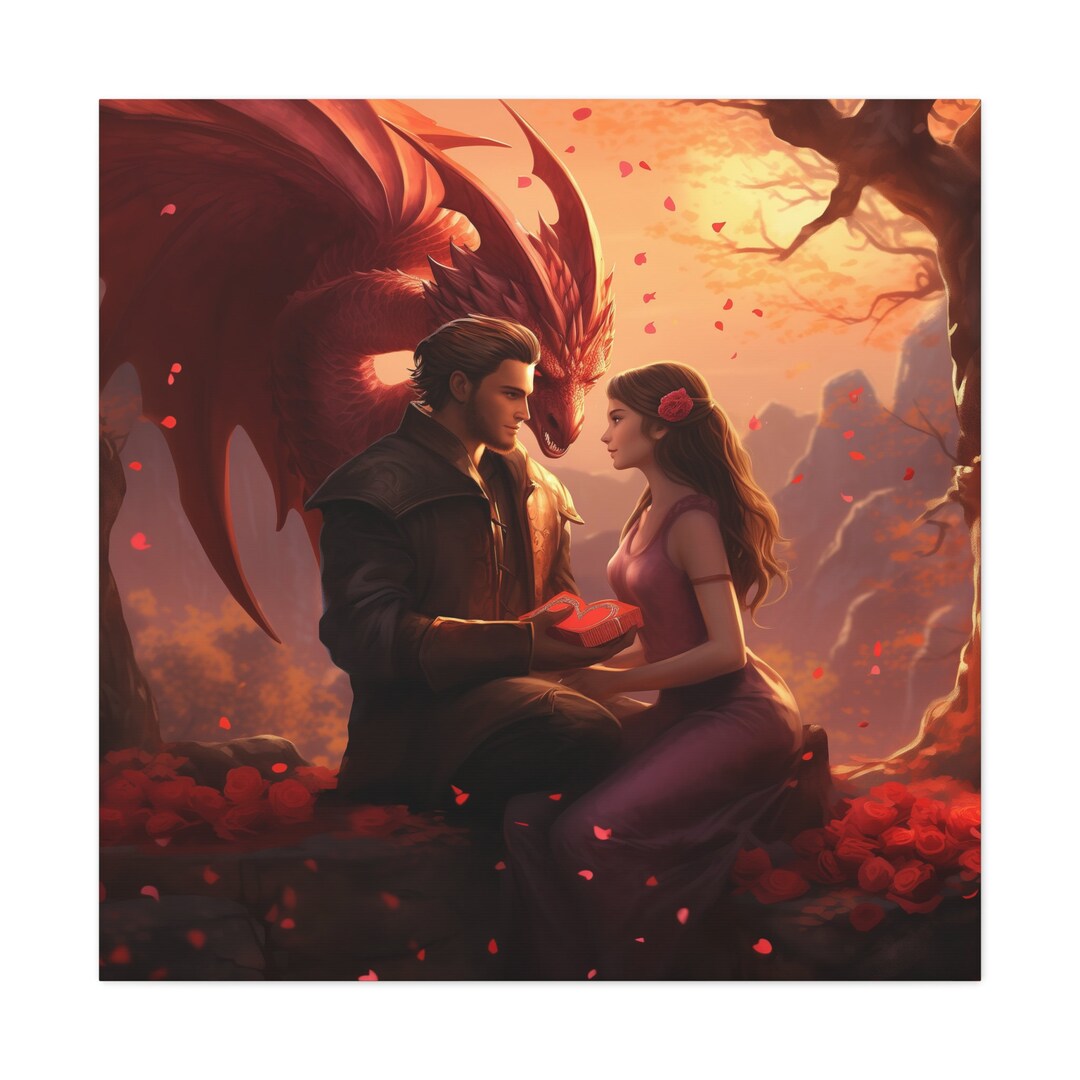 Dragonheart Encounter Fantasy Love Canvas Art, US Shipping Only - Etsy