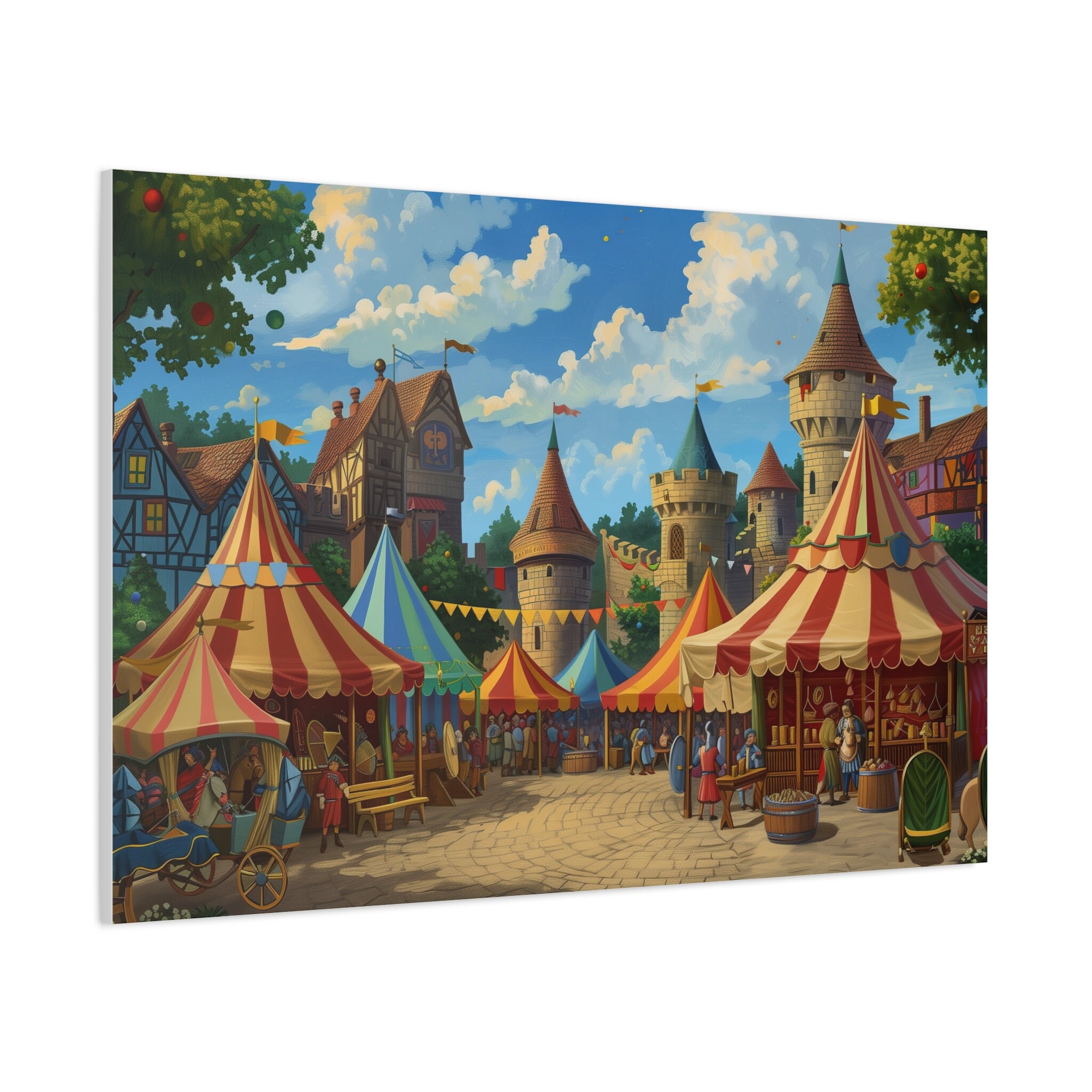 Vibrant Medieval Market Square Canvas Print Charming Historical Art for ...