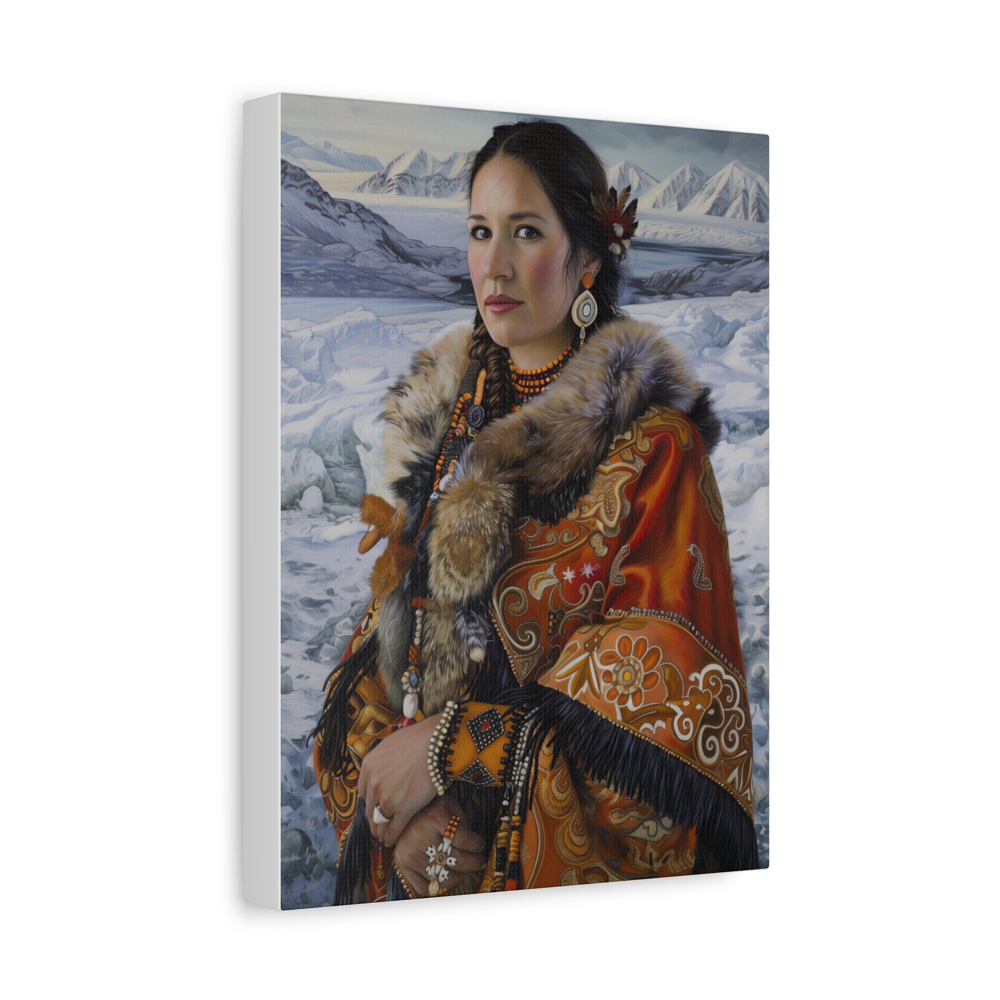 Alaskan Native Elegance Canvas Art 1.25 Depth, Woman in Traditional ...