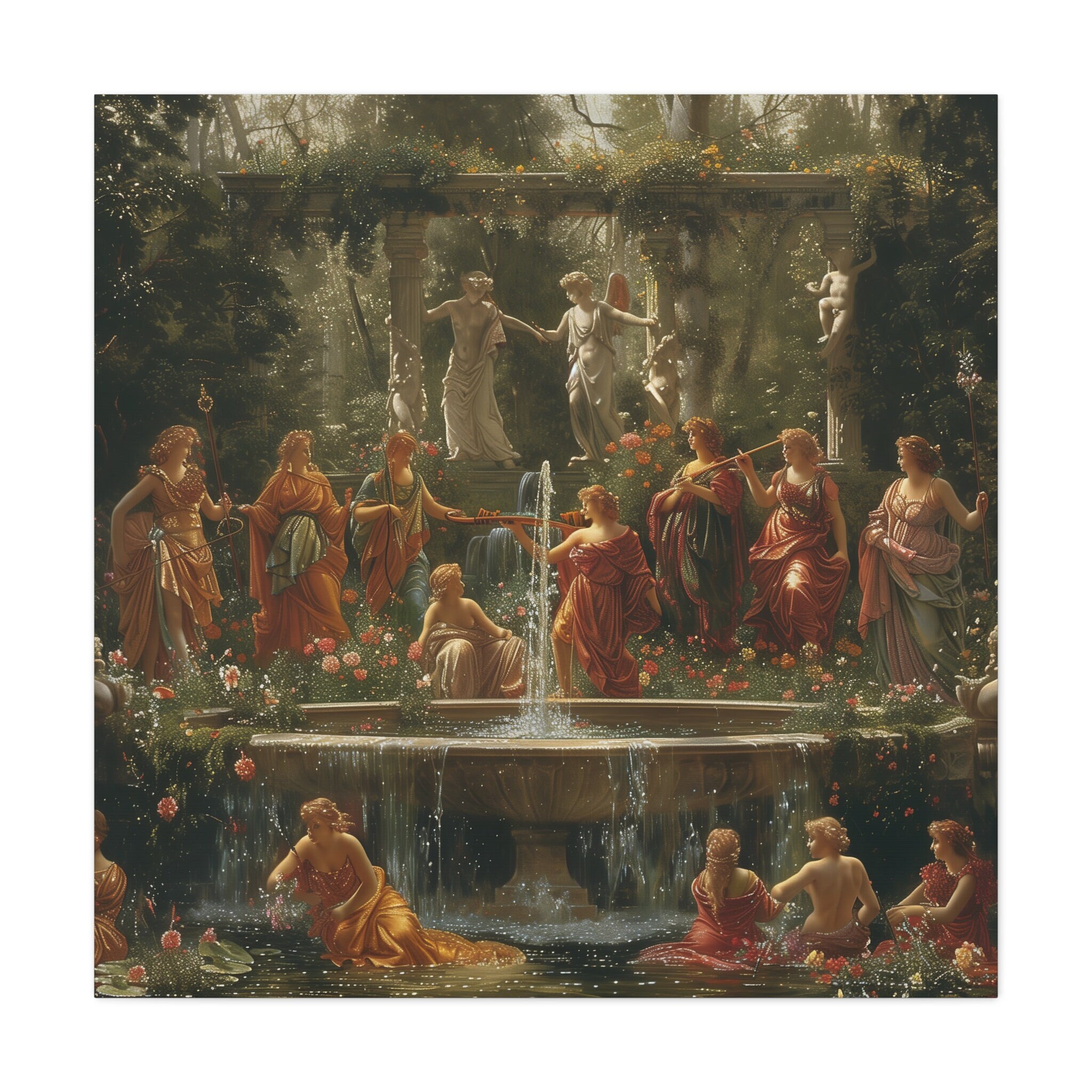Enchanting Garden Celebration Canvas Print Classic Renaissance Art for ...
