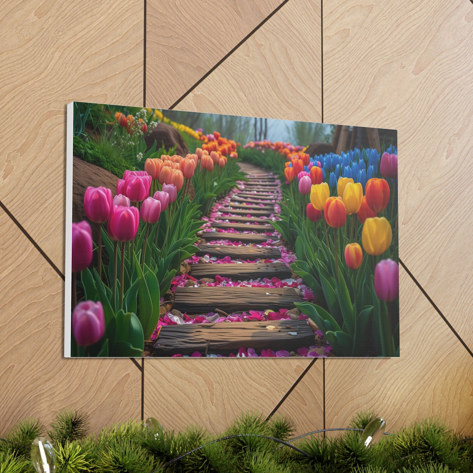 Pathway to Spring: Vibrant Tulip Trail Canvas Art, US Shipping Only - Etsy