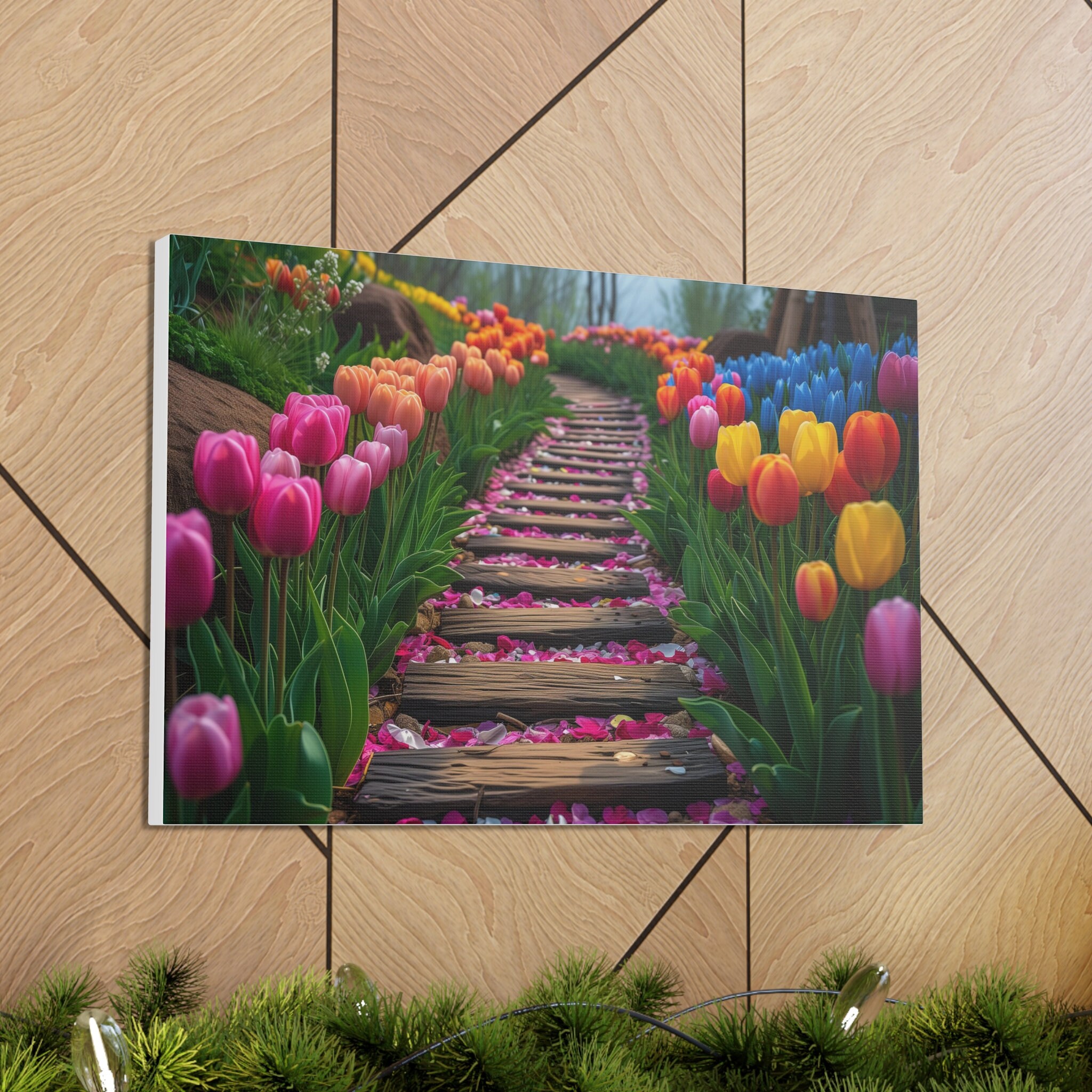 Pathway to Spring: Vibrant Tulip Trail Canvas Art, US Shipping Only - Etsy