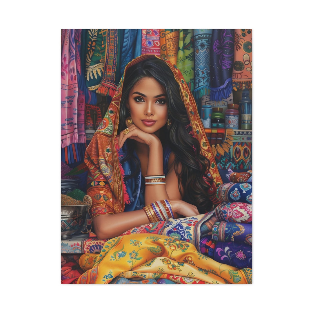 Vibrant Bazaar Queen Canvas Print 1.25 Depth Elegant Woman Portrait at ...
