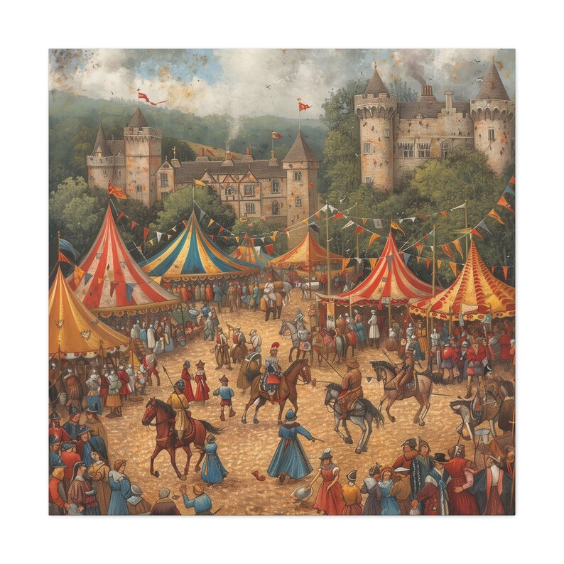 Festive Medieval Market Canvas Print Historic Fair Scene for Charming ...