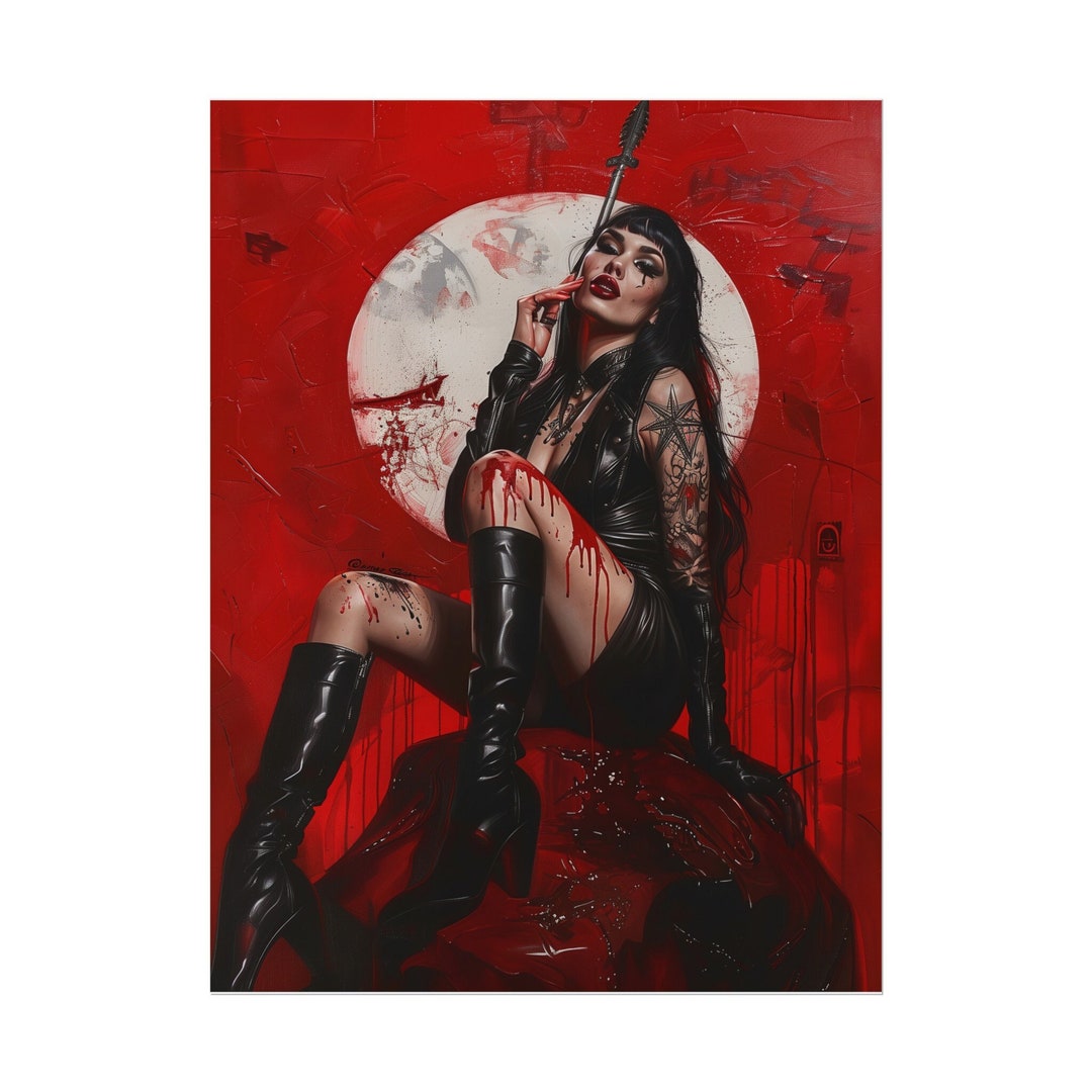Fierce Vampire Seductress Poster Bold and Sensual Art Print - Etsy