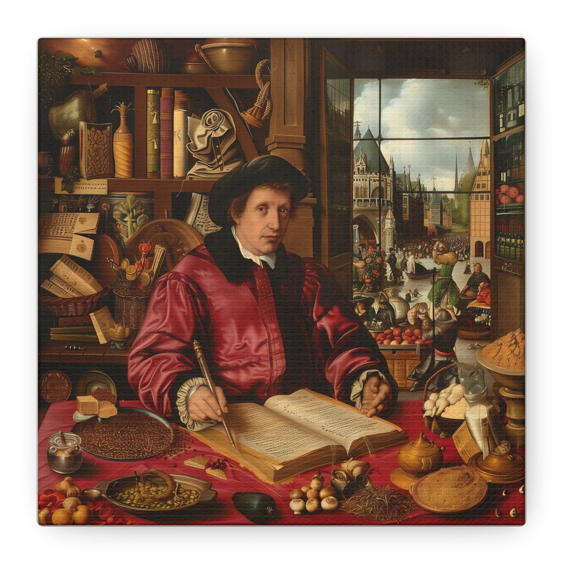 Merchant With Ledger Canvas Art Renaissance Wealth and Trade Scene - Etsy