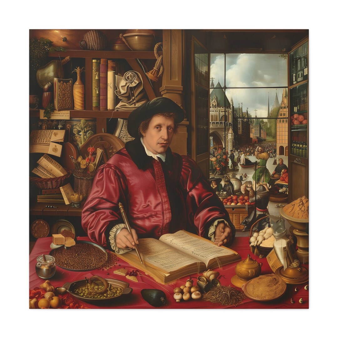 Merchant With Ledger Canvas Art Renaissance Wealth and Trade Scene - Etsy