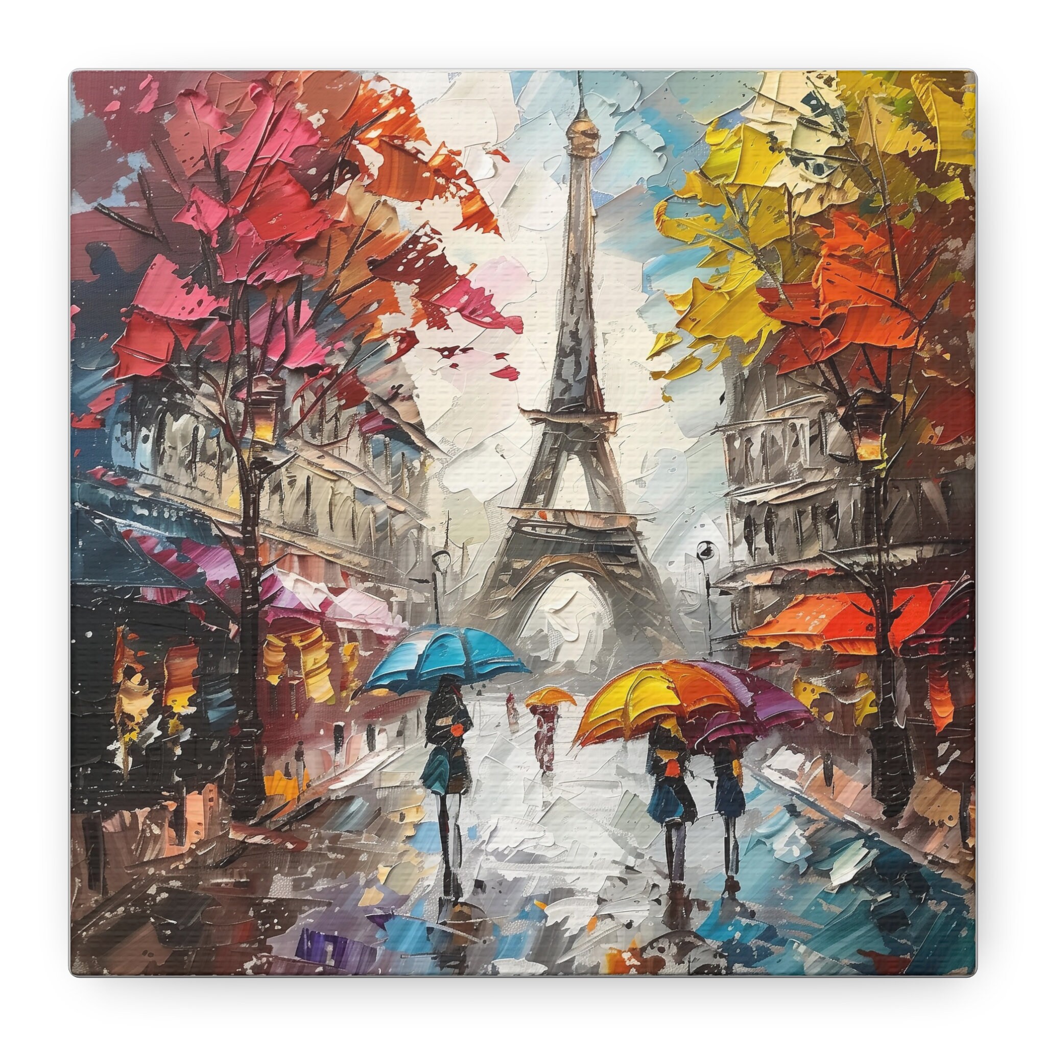Colorful Rain in Paris Eiffel Tower Canvas Art Print in Oil Painting ...