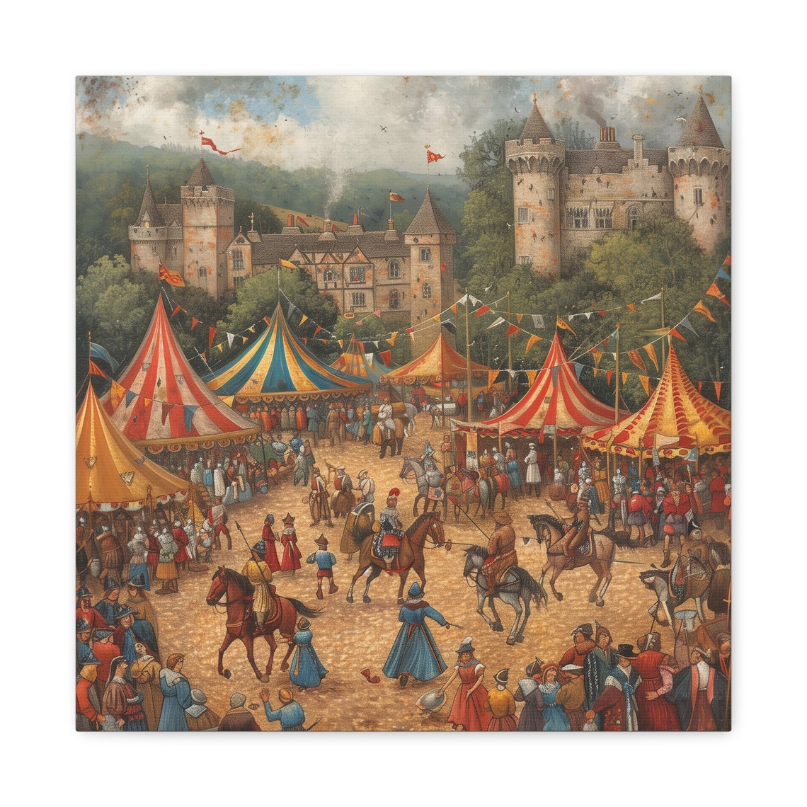 Festive Medieval Market Canvas Print Historic Fair Scene for Charming ...