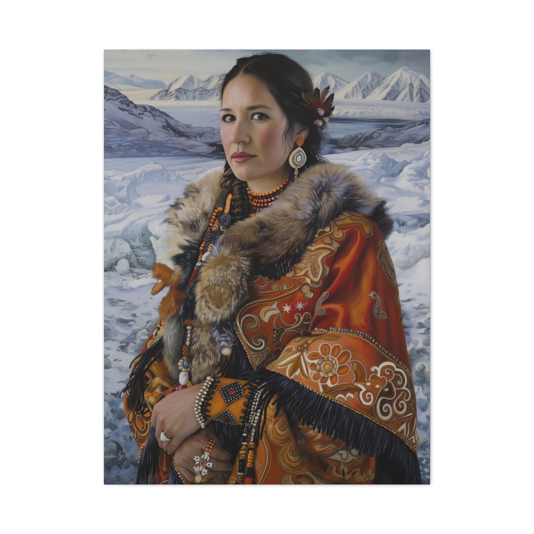 Alaskan Native Elegance Canvas Art 1.25 Depth, Woman in Traditional ...