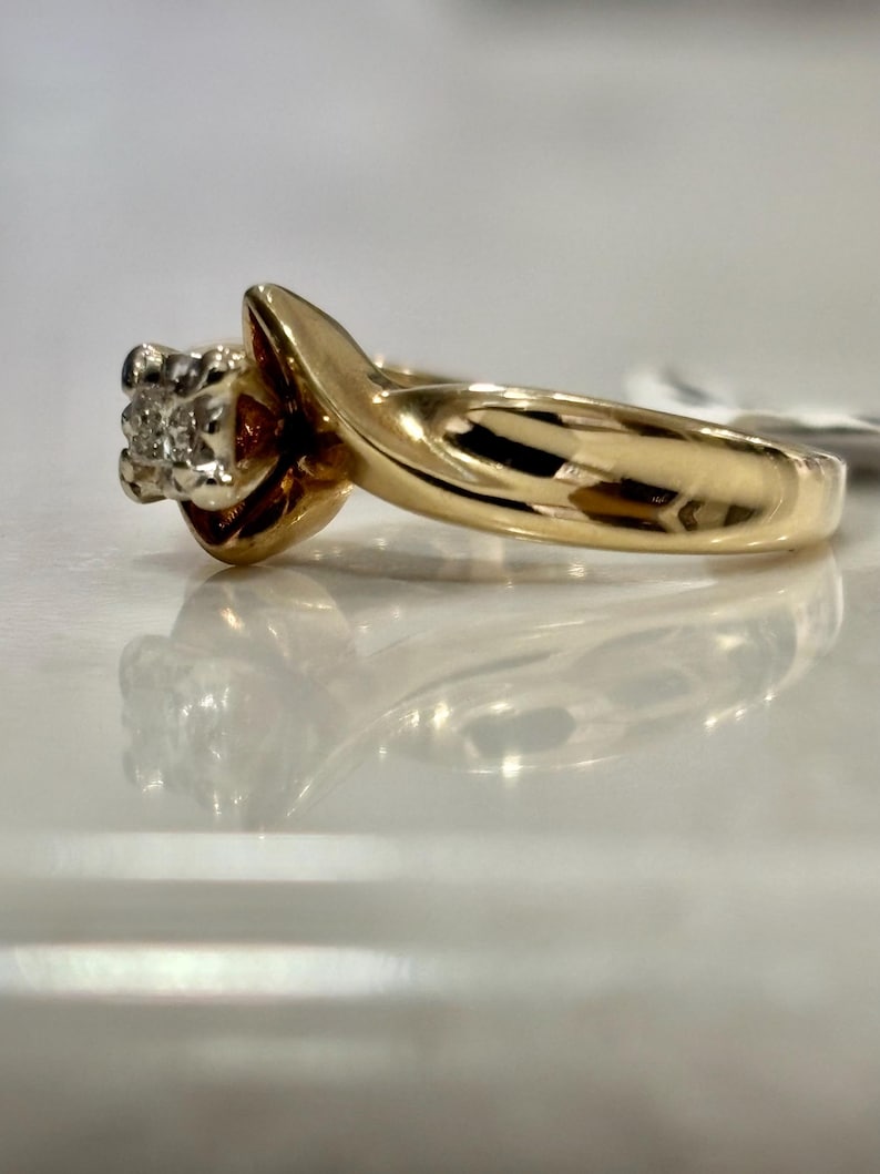 Vintage Diamond Engagement Ring Twist Band 14k - Etsy