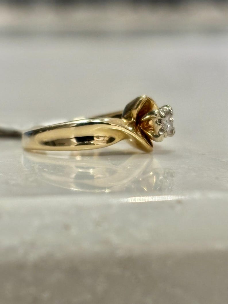 Vintage Diamond Engagement Ring Twist Band 14k - Etsy