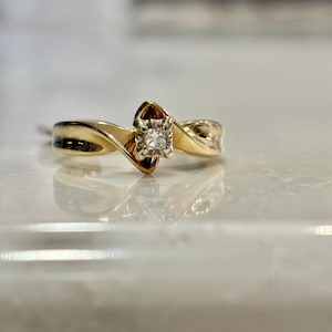 Vintage Diamond Engagement Ring Twist Band 14k - Etsy