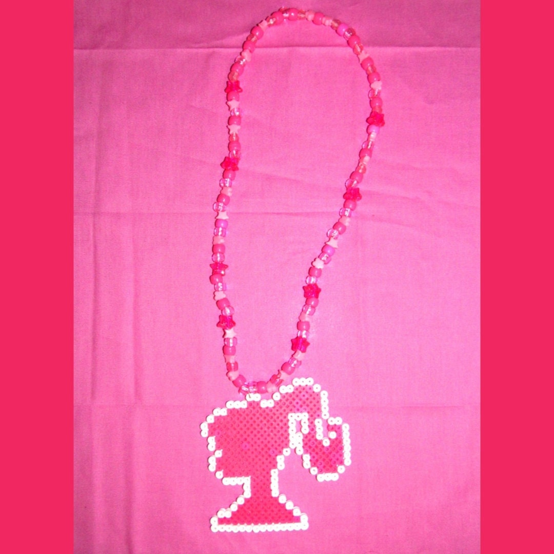 Barbie Pink Perler Kandi Necklace - Etsy