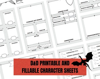 D&D Character Sheet Dungeons and Dragons 5e - Etsy