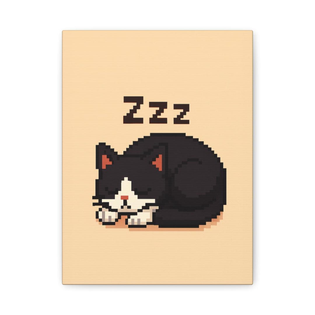 Digital Download - Pixel Art Sleeping Cat Print: Cozy Home Decor - Etsy
