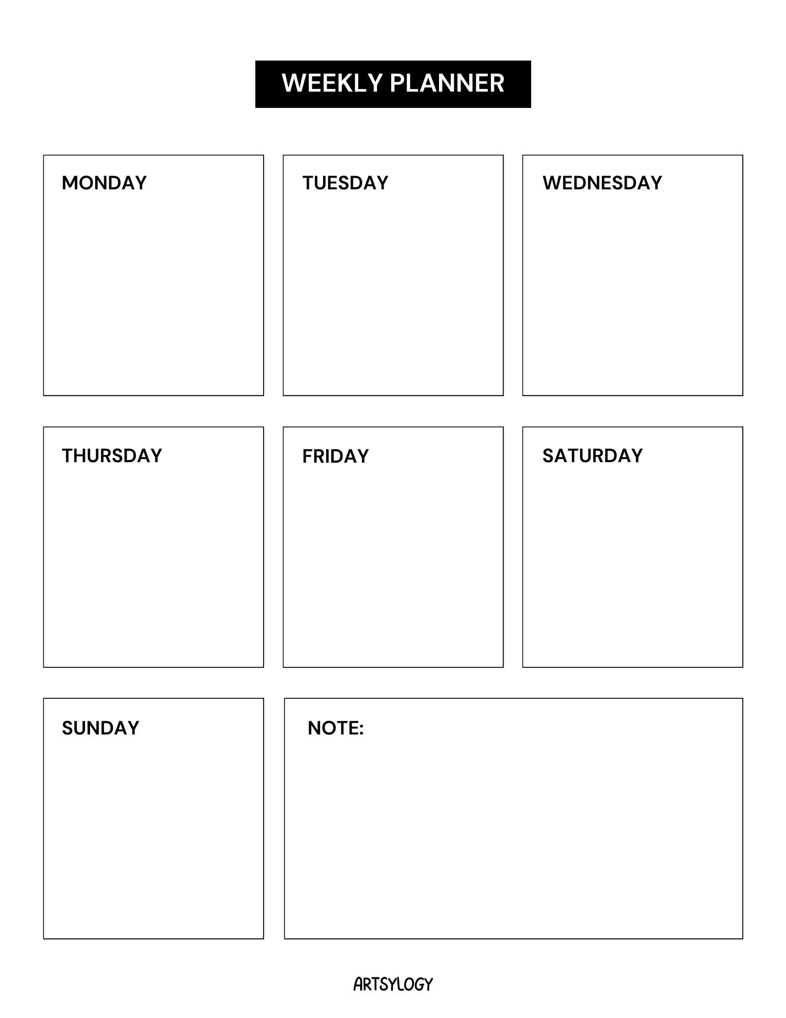 Minimalist Weekly Planner Task Tracker Productivity Simple - Etsy