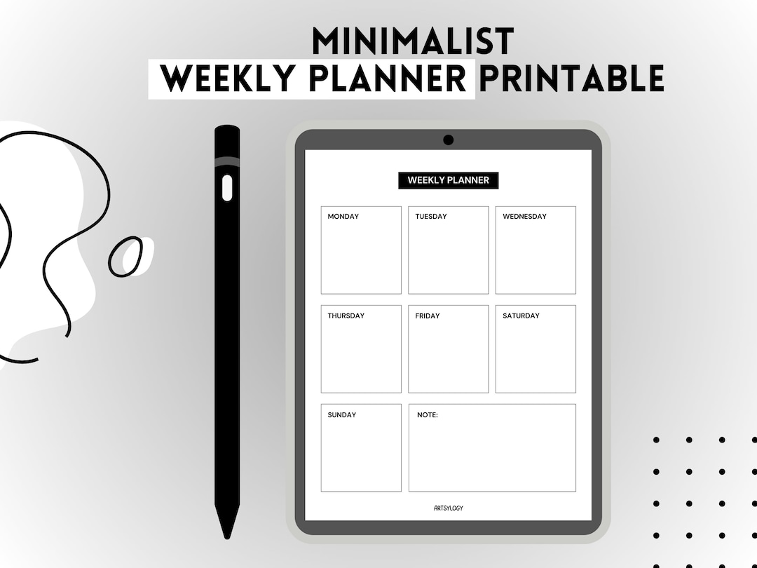 Minimalist Weekly Planner Task Tracker Productivity Simple - Etsy