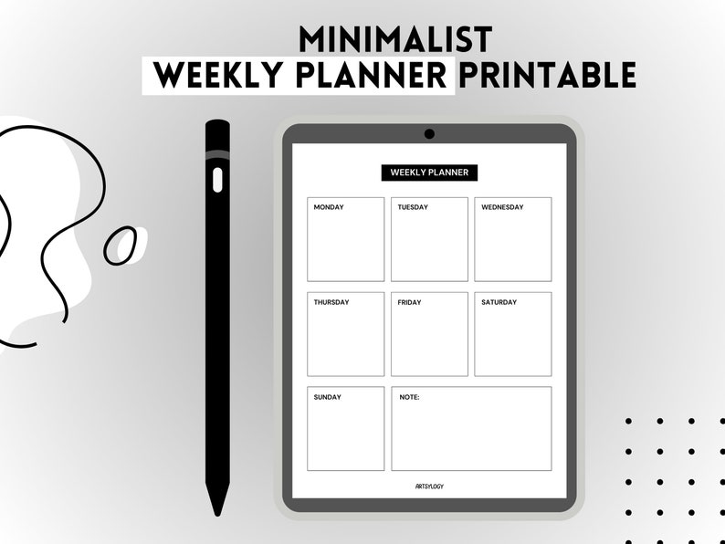 Minimalist Weekly Planner Task Tracker Productivity Simple - Etsy