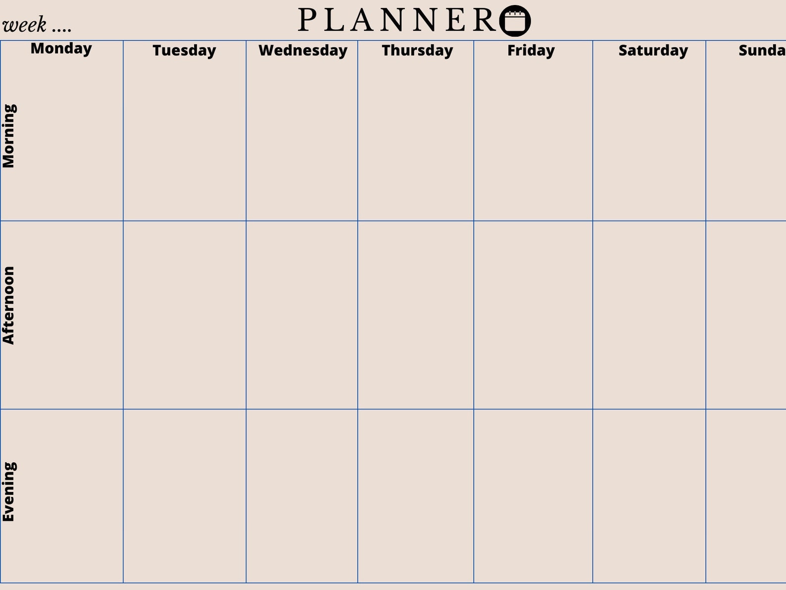 Weekly Planner Printable, Instant Download, Minimal Planner, Weekly ...