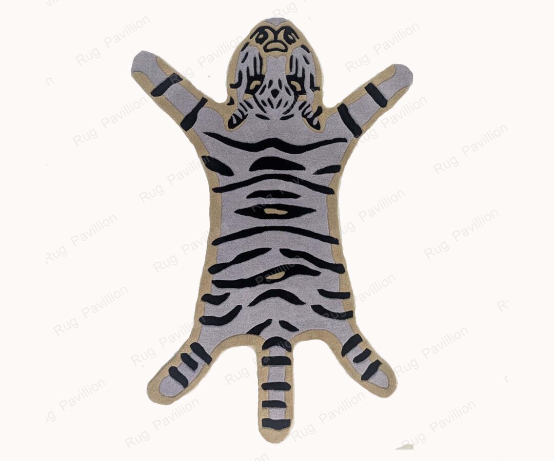 Tiger Leopard Rug, Fluffy Animal Rug, Handmade Custom Handmade Home ...