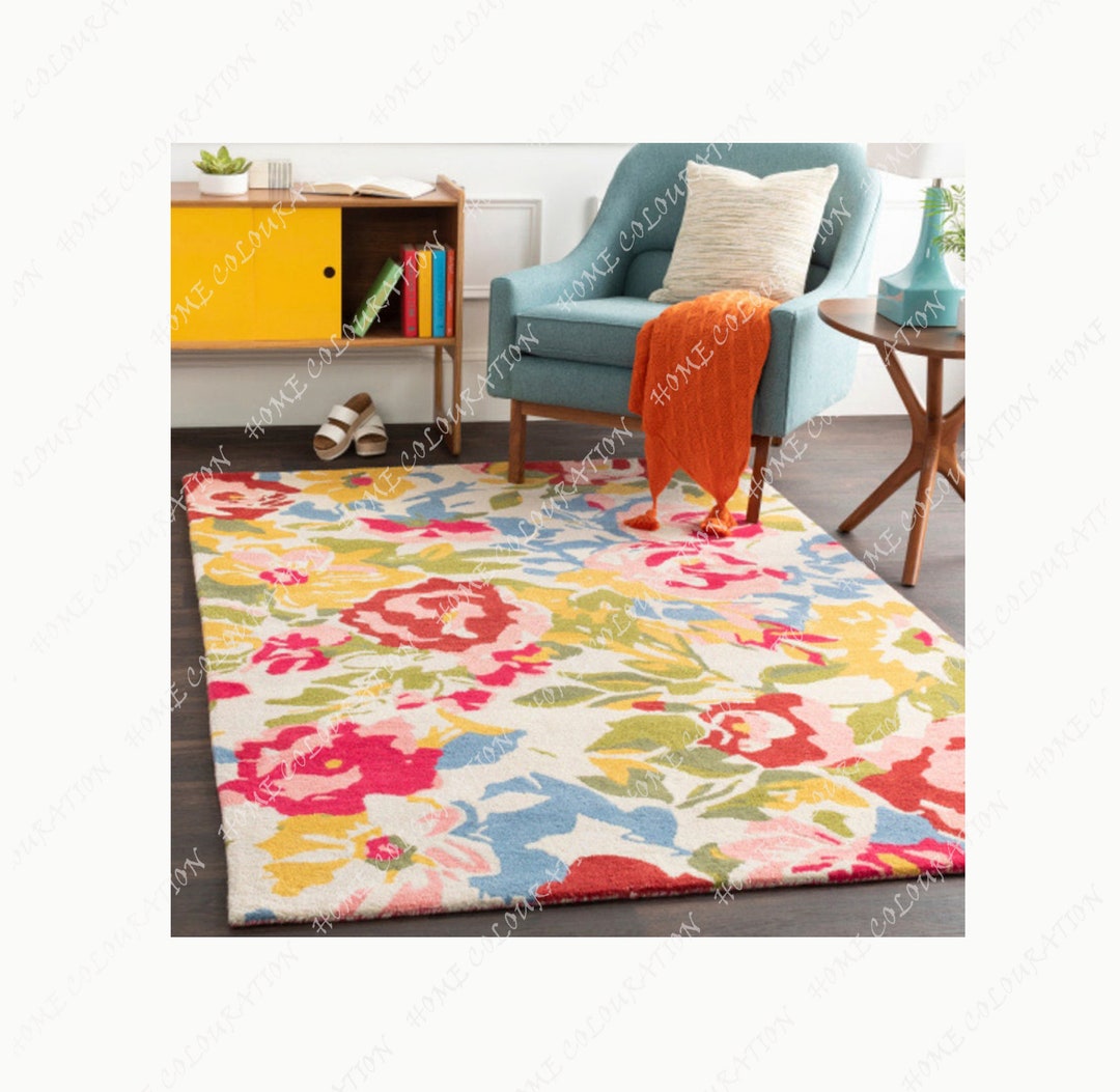 Pink Jordan Floral Unshape Decor Rugs Rainbow Color New Authentic 100% ...