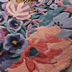 Jordan Purple Floral Unshape Decor Rugs Rainbow Color New Authentic 100 ...